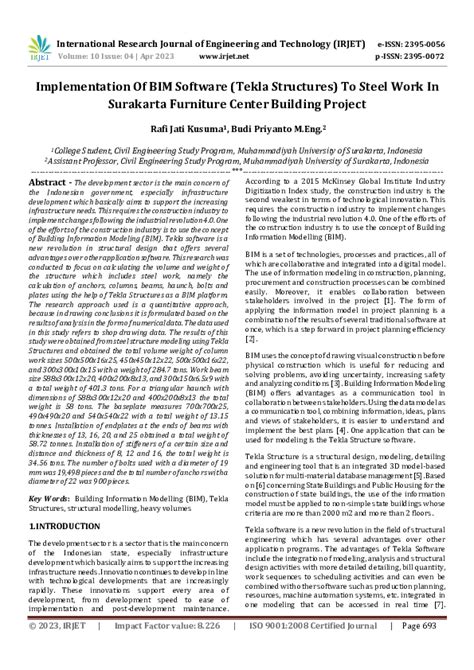 Pdf Implementation Of Bim Software Tekla Structures To Steel Work In Surakarta Furniture