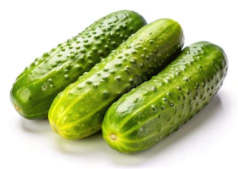 Closeup Of Three Delicious Crunchy Dill Pickles On A White Background Perfect For Food