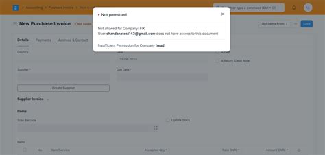 insufficient permission for company read error permissions frappe