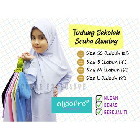 Ready Stock Clearance Tudung Sekolah Soft Awning Dan Scuba Aljoofre Warna Putih Hitam Biru Pink