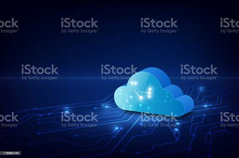 추상 클라우드 기술 시스템 공상 과학 소설 디자인 개념 배경 벡터 일러스트 데이터에 대한 스톡 벡터 아트 및 기타 이미지 데이터 속도 클라우드 컴퓨팅 Istock