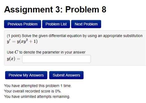 Solved Assignment 3 Problem 8 Previous Problem Problem List