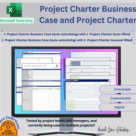 Project Charter Template Excel Etsy