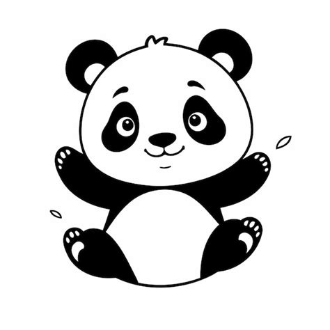 어린이들을 위해 손으로 그린 귀여운 터 일러스트레이션 판다 프리미엄 벡터