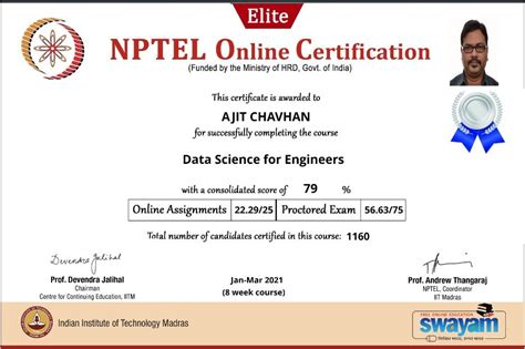 Ajit Chavhan On Linkedin Iitmadras Nptel Datascience Machinelearning Artificialintelligence
