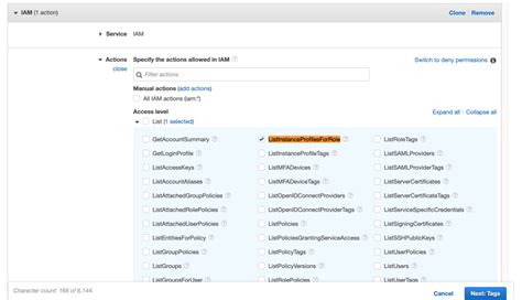 AWS User Is Not Authorized To Perform Iam ListInstanceProfilesForRole