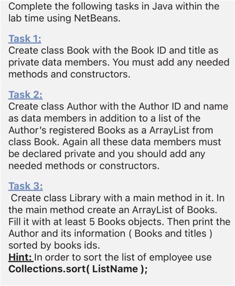 Solved Complete The Following Tasks In Java Within The Lab