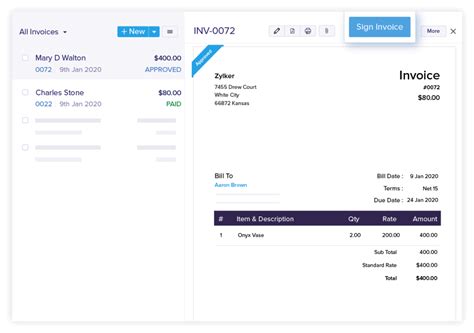 Zoho Books Invoice Management