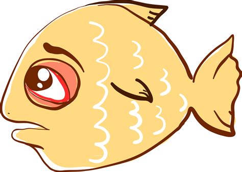Triste Pez Amarillo Ilustración Vector Sobre Fondo Blanco 13722809