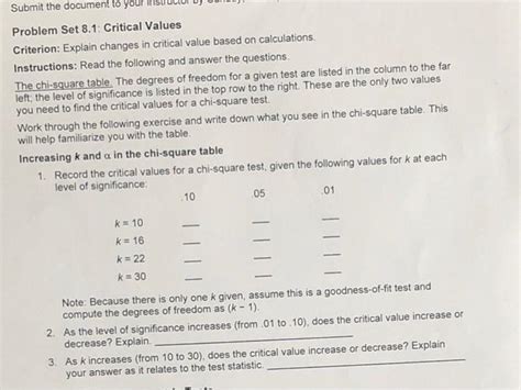 Solved Problem Set 8 1 Critical Values Criterion Explain Chegg Com