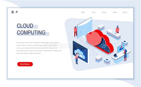 Cloud Computing Isometric Landing Page Stock Vector Illustration Of Computer Cloud 186877282