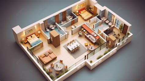 아파트 또는 주택의 3d 평면도 렌더링 평면도 실내 건축 집 계획 배경 일러스트 및 사진 무료 다운로드 Pngtree