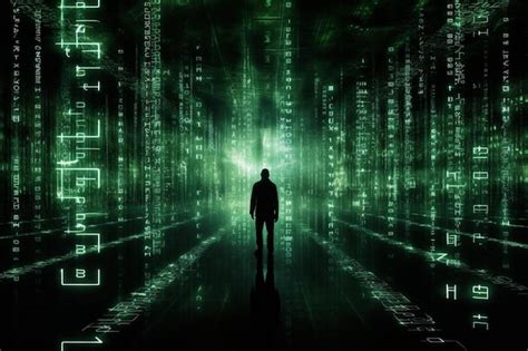 Premium AI Image A Man Stands In A Dark Room With A Green Background With The Words The Word