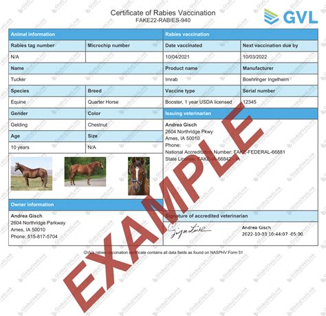 Equine Rabies Vaccination Certificates Globalvetlink