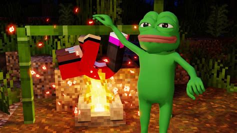 Cooking On A Campfire Jj And Mikey Animation Youtube