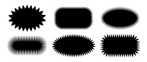 Coleção De Formas Ovais De Borda Zig Zag Elíptico Jagged E Elementos Curvos Conjunto Design