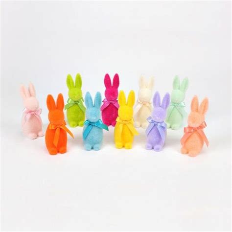 6 inch Bunnies, Flocked Easter Bunnies, Colorful Bunnies, Spring Bunny ...