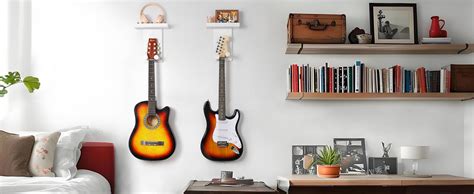 Keebofly Guitar Wall Mount Hanger With Shelf And Pick Holder