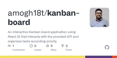 GitHub Amogh T Kanban Board An Interactive Kanban Board Application Using React JS That