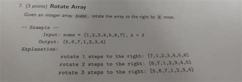 Solved 7 3 Points Rotate Array Given An Integer Array
