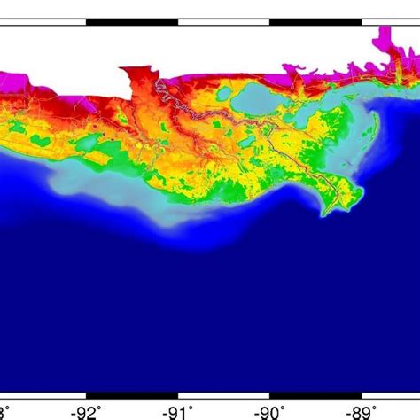 Topography And Bathymetry Meters Navd88 200955 Used For Simulation Download Scientific