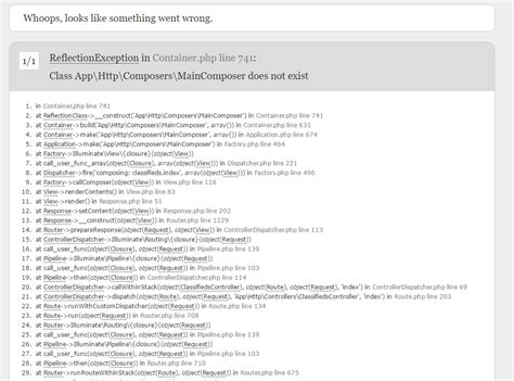 Php Laravel Class Appcomposersmaincomposer Does Not Exist