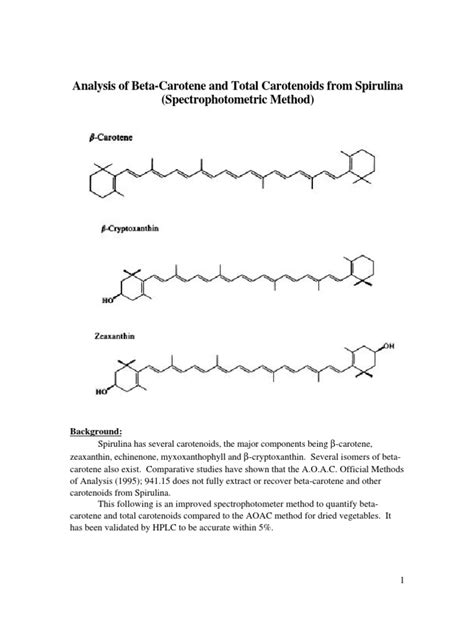 Beta Carotene Analysis Pdf Spectrophotometry High Performance Liquid Chromatography