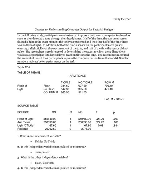 Chapter 10 Homework Assignment Emily Fletcher Chapter 10