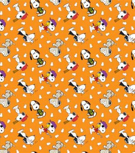 Peanuts Snoopy Ghost On Orange Halloween Cotton Fabric Joann