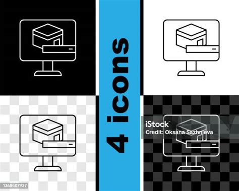 설정 라인 카바 모스크 아이콘은 검은 색과 흰색 투명 배경에 고립 카바 하지 메카는 순례 라마단 이슬람 이슬람 모스크기도 벡터 0명에 대한 스톡 벡터 아트 및 기타 이미지