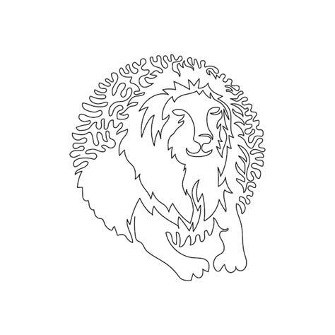 Courbe Continue Dessin Dune Ligne Dun Lion Agressif Pour Le Logo La