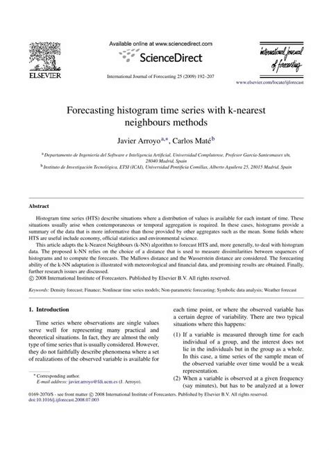 pdf forecasting histogram time series with k nearest neighbours methods dokumen tips