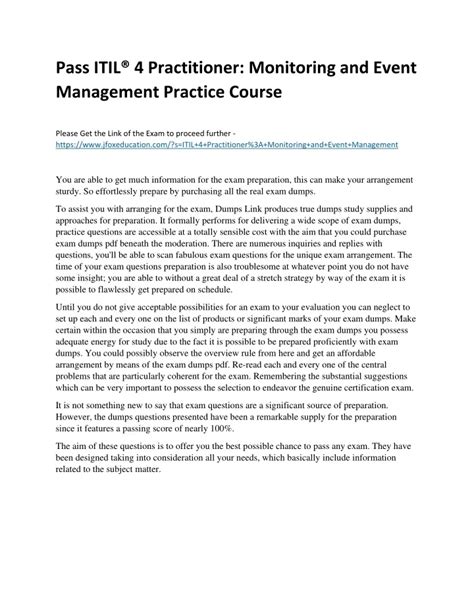 Ppt Pass Itil® 4 Practitioner Monitoring And Event Management Practice Course Powerpoint