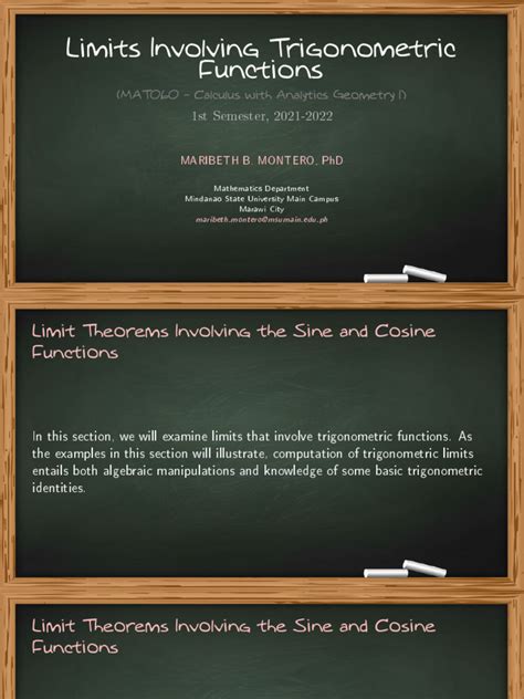 Mat060 7 Limits Involving Trig Functions Pdf Trigonometric Functions Function