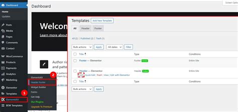 Elementskit How To Set Up Header And Footer With The Elementor Bosa Themes