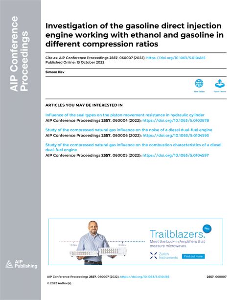 Pdf Investigation Of The Gasoline Direct Injection Engine Working With Ethanol And Gasoline In