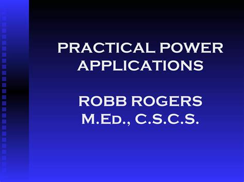 Practical Power Applications Ppt