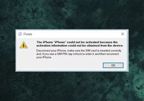Iphone Could Not Be Activated Because The Activation Information Could Not Be Obtained