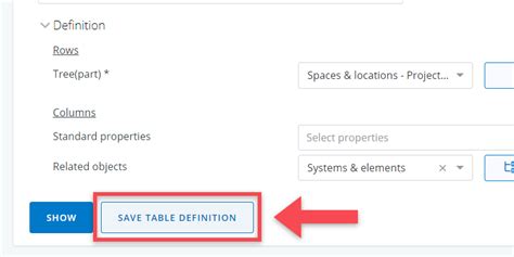 Saving Table Definitions Briefbuilder Knowledge Base
