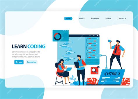 Premium Vector Homepage For Learning Programming And Coding Application Development With A
