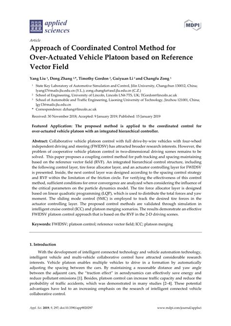 Pdf Approach Of Coordinated Control Method For Over Actuated Vehicle Platoon Based On