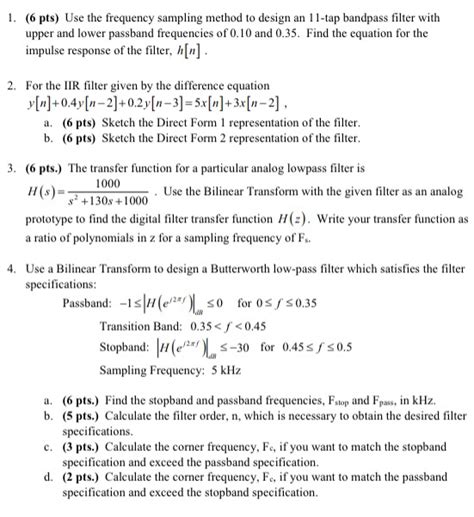 Solved Pts Use The Frequency Sampling Method To Chegg