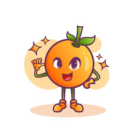 Cute Adorable Cartoon Happy Smiling Orange Fruit Illustration For