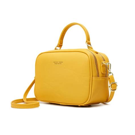 Sg 여성토드백 미니 사각 토트백 지퍼 크로스백 예쁜 노란색 가방