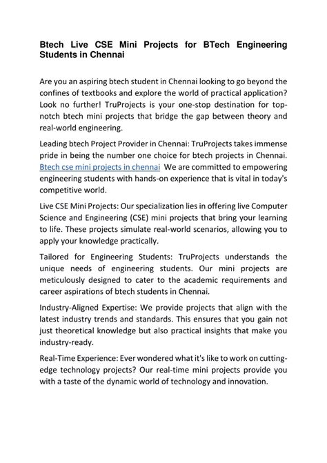 PPT Btech Projects In Chennai Live CSE Mini Projects For BTech