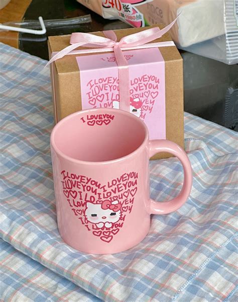 띠끄룸 헬로키티 핑크 머그잔 귀여운 캐릭터 머그컵 선물포장 위시버킷