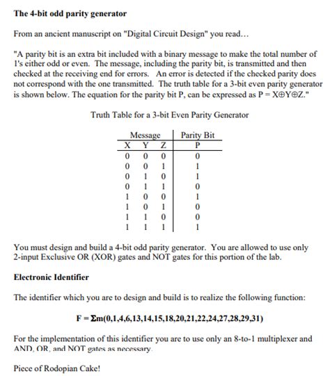 Solved The 4 Bit Odd Parity Generatorfrom An Ancient