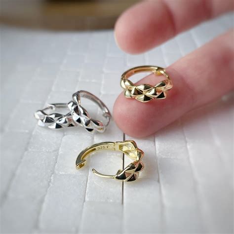 Quilted Hoops In Gold Vermeil Or Rhodium Vermeil Precious Metal