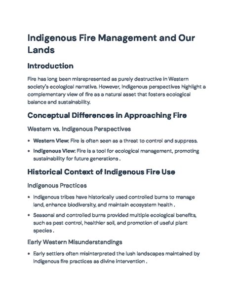 Indigenous Fire Management Ecological Practices And Modern Integration Indigenous Fire