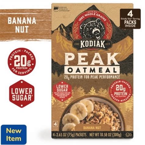 2x Kodiak Peak Banana Nut Lower Sugar Protein Instant Oatmeal